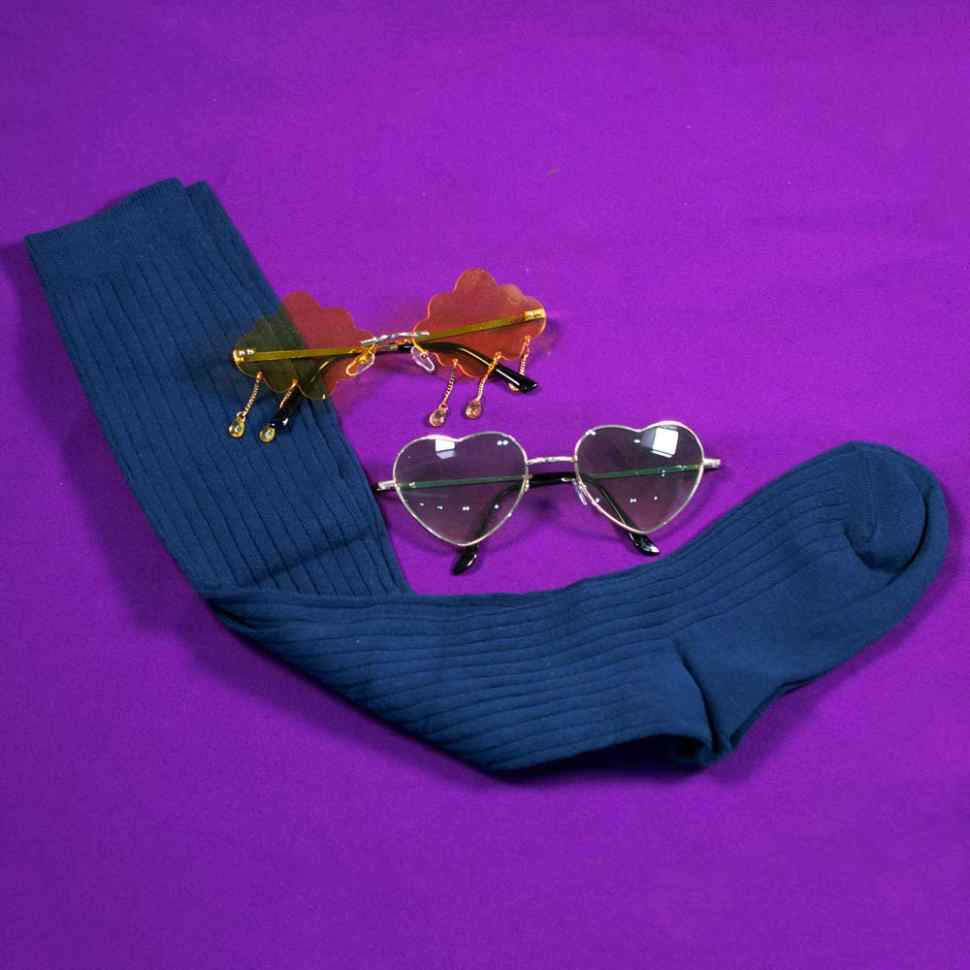 Чулки Musifu Vertical Bar-Navy Blue (67-70 см)